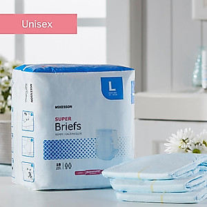 McKesson Super Briefs, Incontinence, Moderate Absorbency, Large, 18 Count, 4 Packs, 72 Total