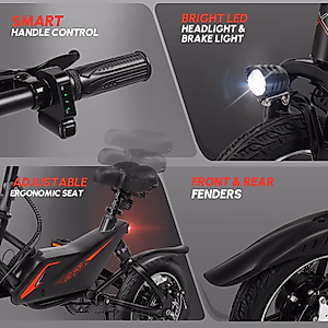 LEADZM Electric Bike for Adults,14" Folding Electric Bicycle 350W 36V 6AH Battery w/Dul Shock Absorber, Foldable Commuter City Ebike for Adults/Teens,Dual Disc Brakes,Throttle&Pedal Assist