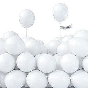 PartyWoo White Balloons, 50 pcs 5 Inch Matte White Balloons, White Balloons for Balloon Garland or Balloon Arch as Party Decorations, Wedding Decorations, Neutral Baby Shower Decorations, White-Y13