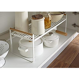 YAMAZAKI home Wired Organizer Rack-Kitchen Storage Shelves, One Size, White - 3803