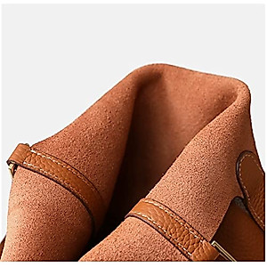 Leather Tote Bag Bucket Bag Ladies Large Capacity Bag Shopping Vegetable Basket Leather Tote Bag, Brown, 14*18*19cm