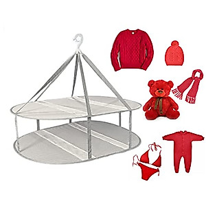 2-Tier Sweater Drying Rack Mesh Foldable Hanging Dryer Laundry Mesh Drying Rack, Foldable Clothing Dryer Racks Collapsible (2 Tier)