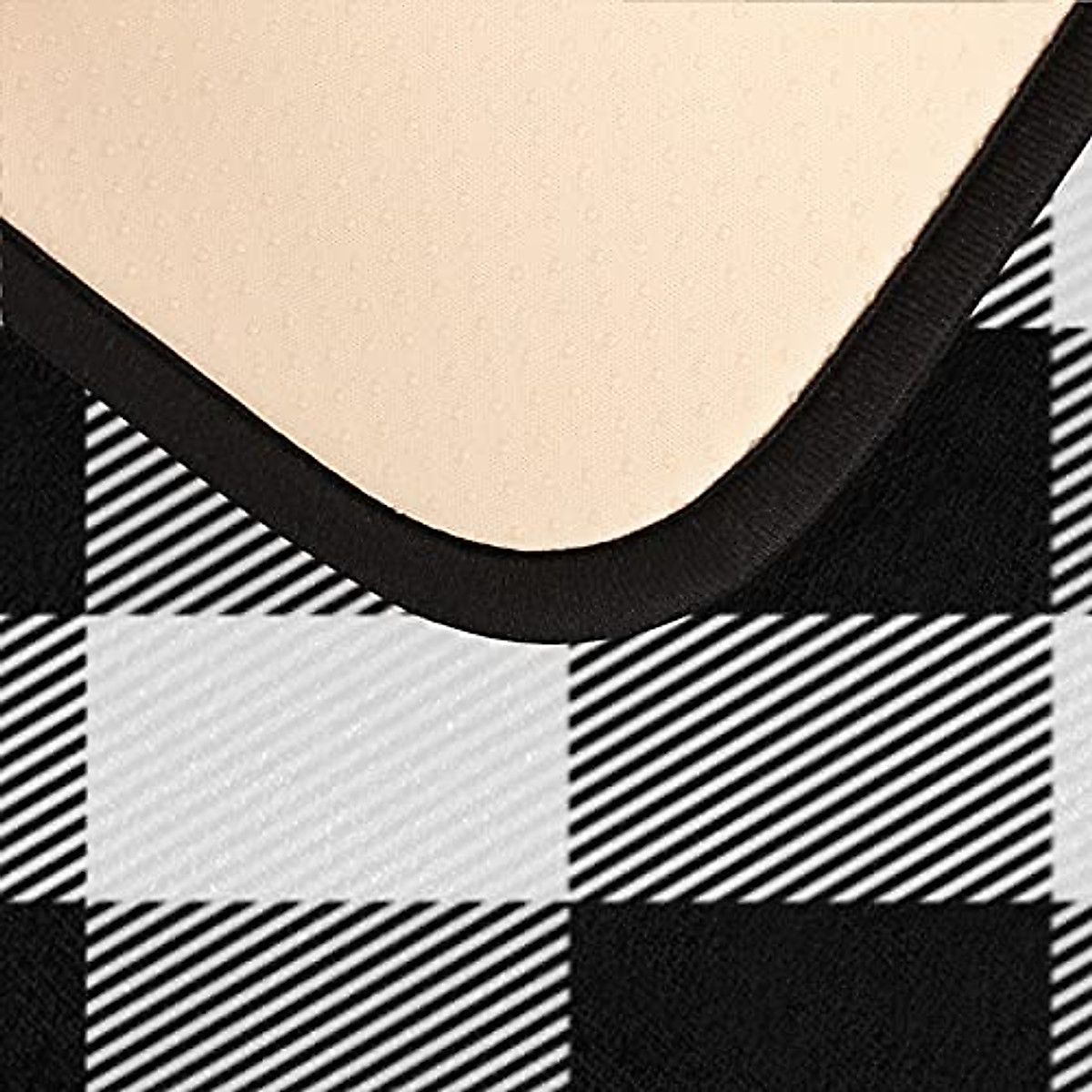 Black and White Plaid Bathroom Rugs Mats Set of 2, Buffalo Check 2 Piece Bath Mats for Bathroom, Absorbent Non Slip Soft Bath Toilet Contour Mat Shower Rugs Decorations for Kitchen Bedroom Indoor