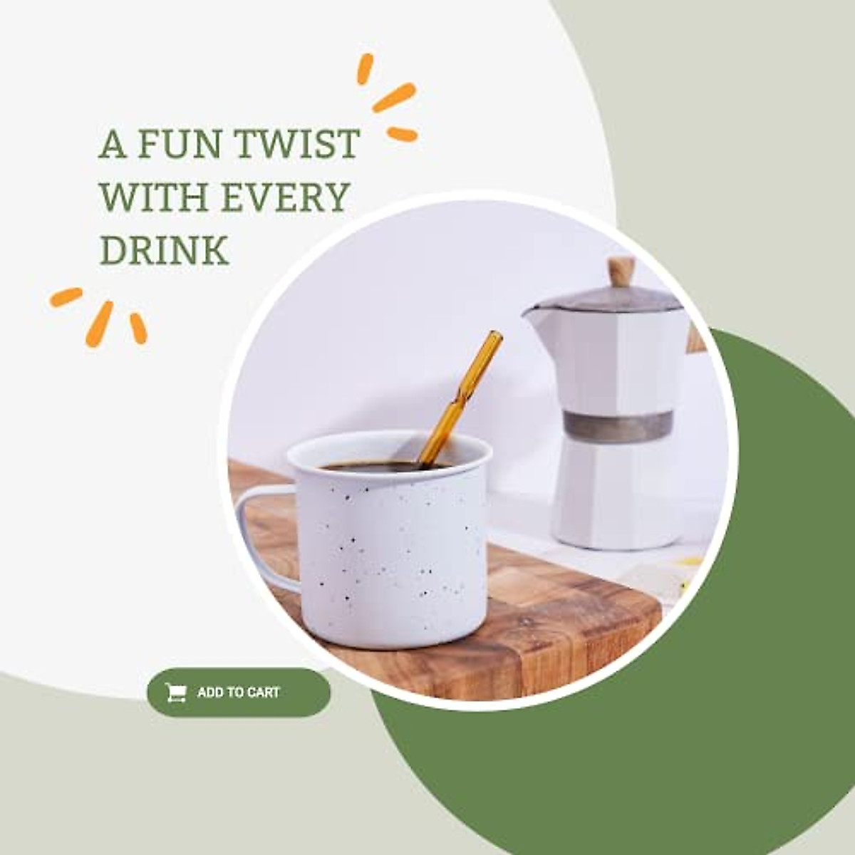 Sweeter Glass Drinking Straw Set | 3-Piece Sleek and Colorful Reusable Straws | 8MM x 10MM | Hot or Cold Drink | Eco-Friendly | Dishwasher Safe (Gold/Light Green/Orange)