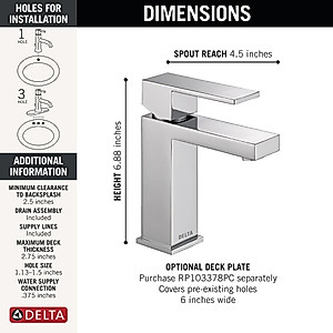 DELTA FAUCET 567LF-HGM-PP Modern Single Handle Project Pack Faucet-Low Flow, 0.5 GPM Water, Chrome