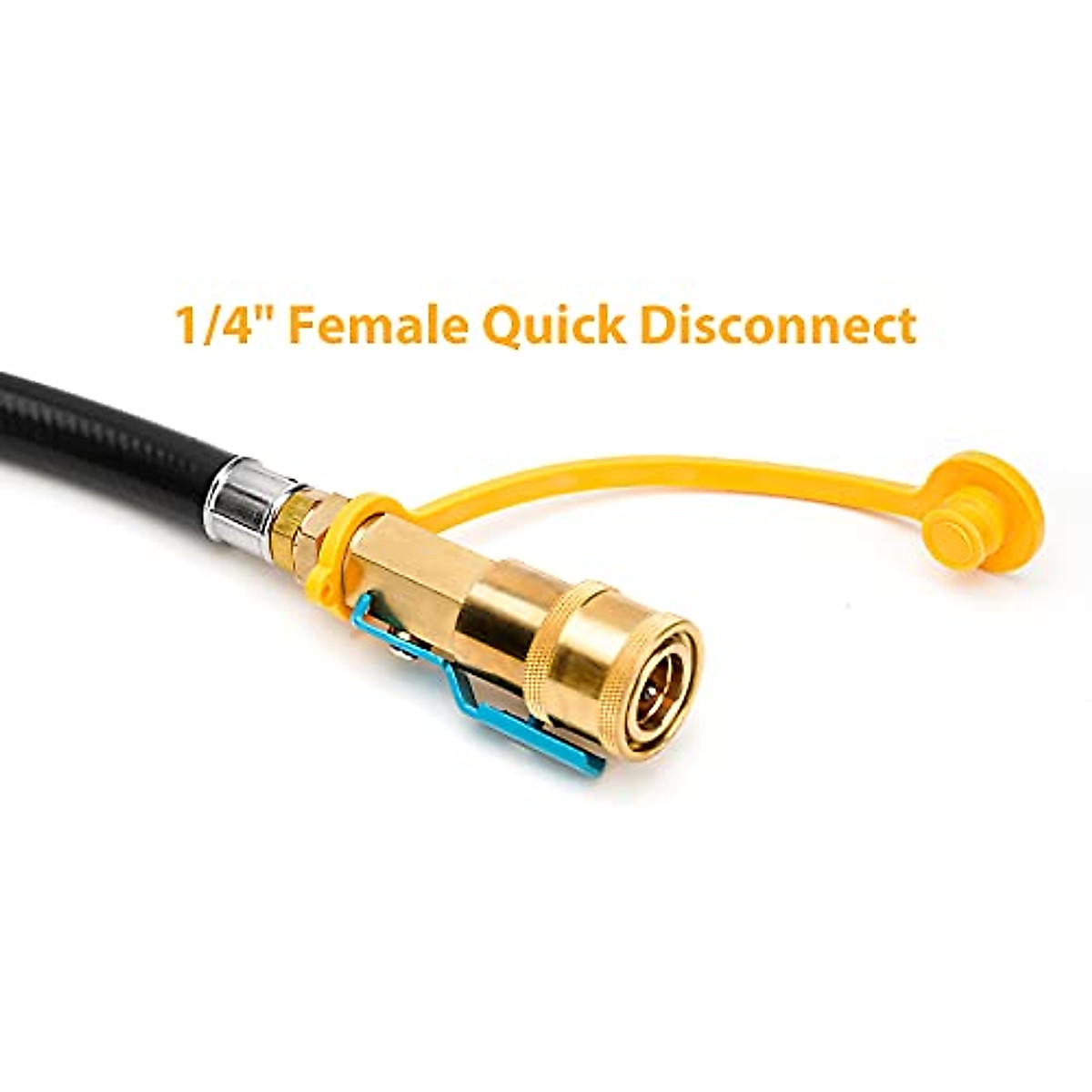 Stanbroil 12-feet Low Pressure Propane Quick-Connect Hose, Quick Disconnect Propane Hose Extension - 1/4” Safety Shutoff Valve & Male Full Flow Plug for RVs