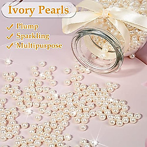 anezus Pearl Beads for Craft, 1000pcs Ivory Faux Fake Pearls, 6 mm Small Sew on Pearl Beads with Holes for Jewelry Making, Bracelets, Necklaces, Hairs, Crafts, Decoration and Vase Filler