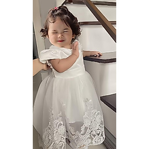 3M-3T Toddler Baby Girls Dress Pageant Wedding Flower Girls Dress Formal Gowns Embroidered Lace Dress + Headwear