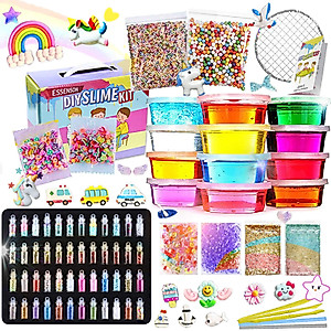 ESSENSON Slime Kit for Girls Boys, DIY Slime Kit Gifts for 6 7 8 9 10+ Year Old, Jumbo Slime Party Favors Gift, Crystal Slime Making Kit for Girls 10-12, Kids Art Craft Kit