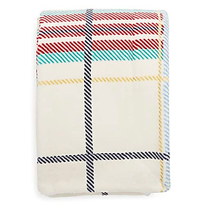 Vera Bradley Women's Fleece Cozy Life Throw Blanket, Tartan Plaid Cream, One Size