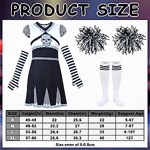Haull 9 Pcs Cheerleader Costume for Girls Ra Ra Rebel Cheerleader Costume Outfits for Halloween Cosplay Dress up(4-6 Years)
