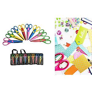 EXERZ Craft Scissors 8pcs, Edge Scissors with a Carrying Bag, 8 Patterns Zig Zag