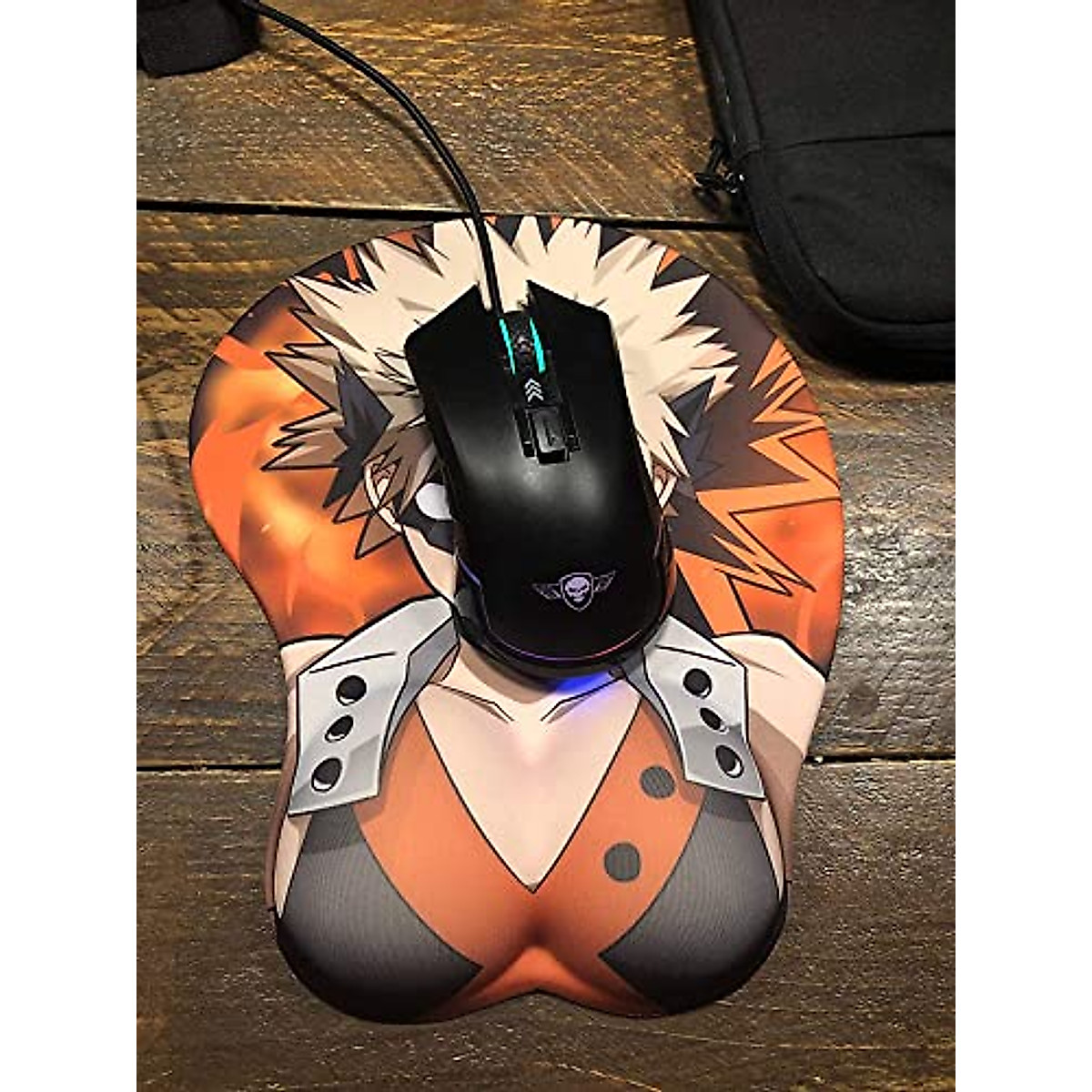 fonyell My Hero Academia 3D Anime Mouse Pad with Wrist Support Cartoon Silica Gel Wrist Rest Cushion Pain Relief for Gaming Office (Bakugou Katsuki)