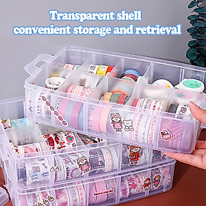 Wensdr 3 Tiers Stackable Crafts Storage Container with 30 Grids Adjustable Compartments Jewelry Crafts Bead Organizer Box Sewing Box