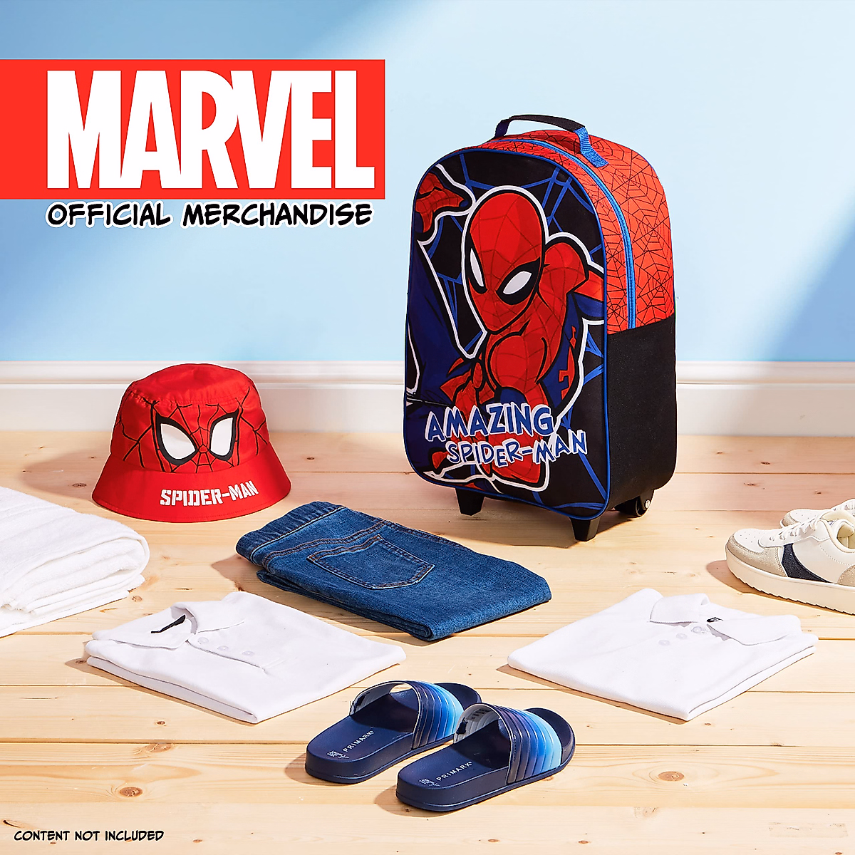 Marvel Kids Suitcase for Boys Foldable Trolley Hand Luggage Bag Carry On Avengers Travel Bag with Wheels Cabin Bag Wheeled Bag with Handle Spiderman Trolley Suitcase Boys (Multicolor Spiderman)