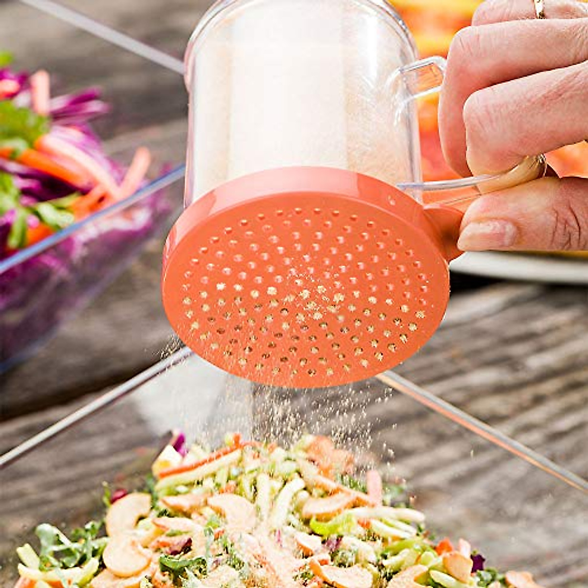 10 oz Clear Plastic Dredge Spice Shaker - Restaurant Style - Polycarbonate - Rose Medium Lid - Seasoning, Sugar, Spice Shaker - 1ct Box - RW Base - Restaurantware