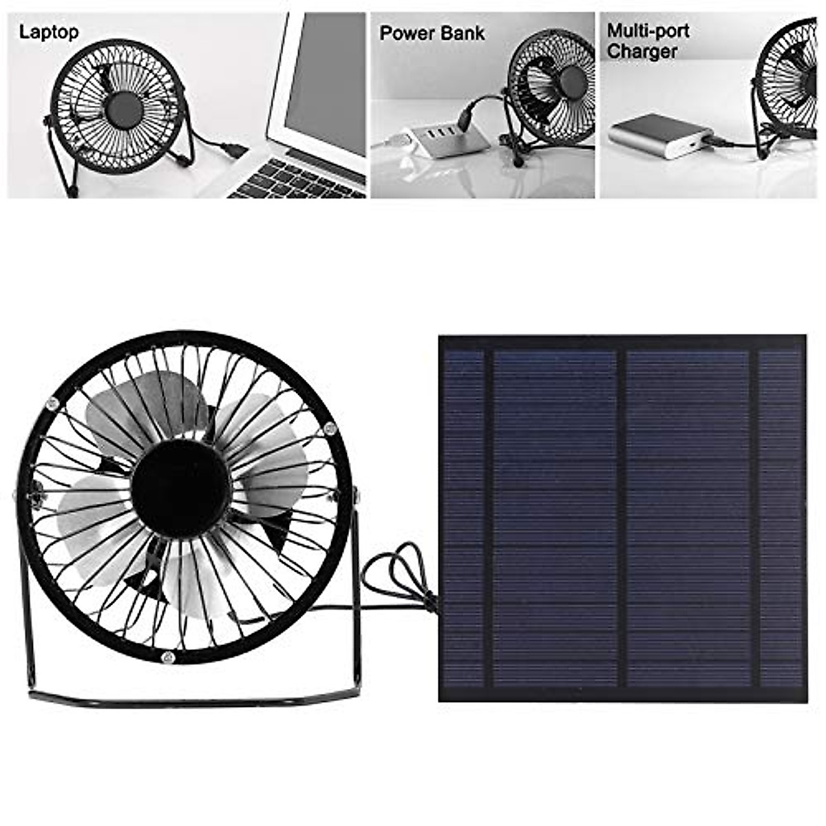 Hilitand 5W Mini Solar Panel with Portable Cooling Fan, Photovoltaic Solar Panel Set USB Desk Fan USB Powered Portable Fan