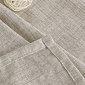 YoungsTex Natural Linen Curtains 63 Inch Length 2 Panels Burlap Linen Textured Curtains with Bronze Grommet Privacy Light Filtering Window Drapes for Living Room, 52 X 63 Inch