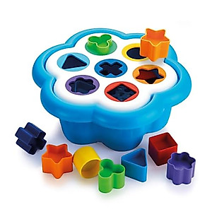 Quercetti Daisy Shape Sorter - Classic 16 Piece Shape and Color Sorting Toy (Made in Italy)