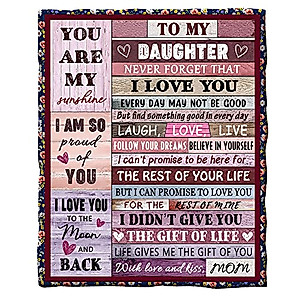 YIBZEE to My Daughter Blanket - Super Soft Flannel Plush Gift Blanket from Mom,Easter Christmas Birthday Anniversary Throw Blanket for Sofa Bed Travel (to My Daughter, 60 x 50in)