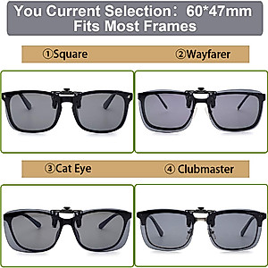 CAXMAN Polarized Clip On Sunglasses Over Prescription Glasses for Men Women 100% UV Protection Flip Up Grey Lens Extra Large Oversized