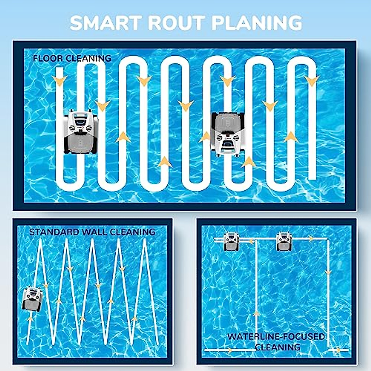 Seauto Shark Cordless Robotic Pool Vacuum Cleaner Waterline Cleaning, Wall-Climbing, Intelligent Route Planning (Multi)