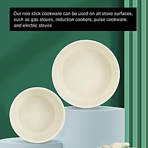 Nonstick Kitchen Cookware Sets, 3PCS Pots and Pans Set with Removable Handle,Kitchen Outdoor Camping Stackable Metal Soup Pot Pans, Dishwasher Safe, Beige