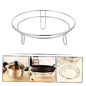 Mobestech Stainless Steel Pot Rack Desktop Tripod Heavy Duty Tripod Stainless Steel Saute Pan Wok Ring for Gas Stove Korean Pot Wok Ring for Electric Stove Stainless Steel Silver Pan Rack