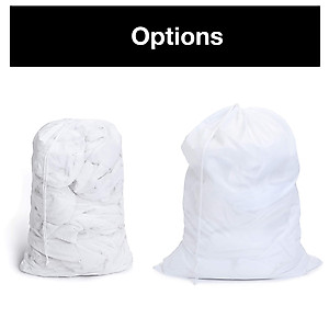 SMART DESIGN Jumbo Laundry Bag with Carry Handle and Push Lock Drawstring - Durable Polyester Nylon Material - Clothes, Sports, Kids - Home Organization Holds 3 Loads - 40 x 30 Inch - White