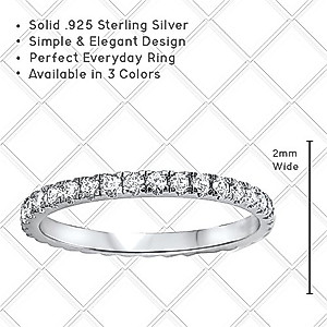 Oxford Diamond Co New Round Cubic Zirconia Eternity Style Band .925 Sterling Silver Ring Size 6