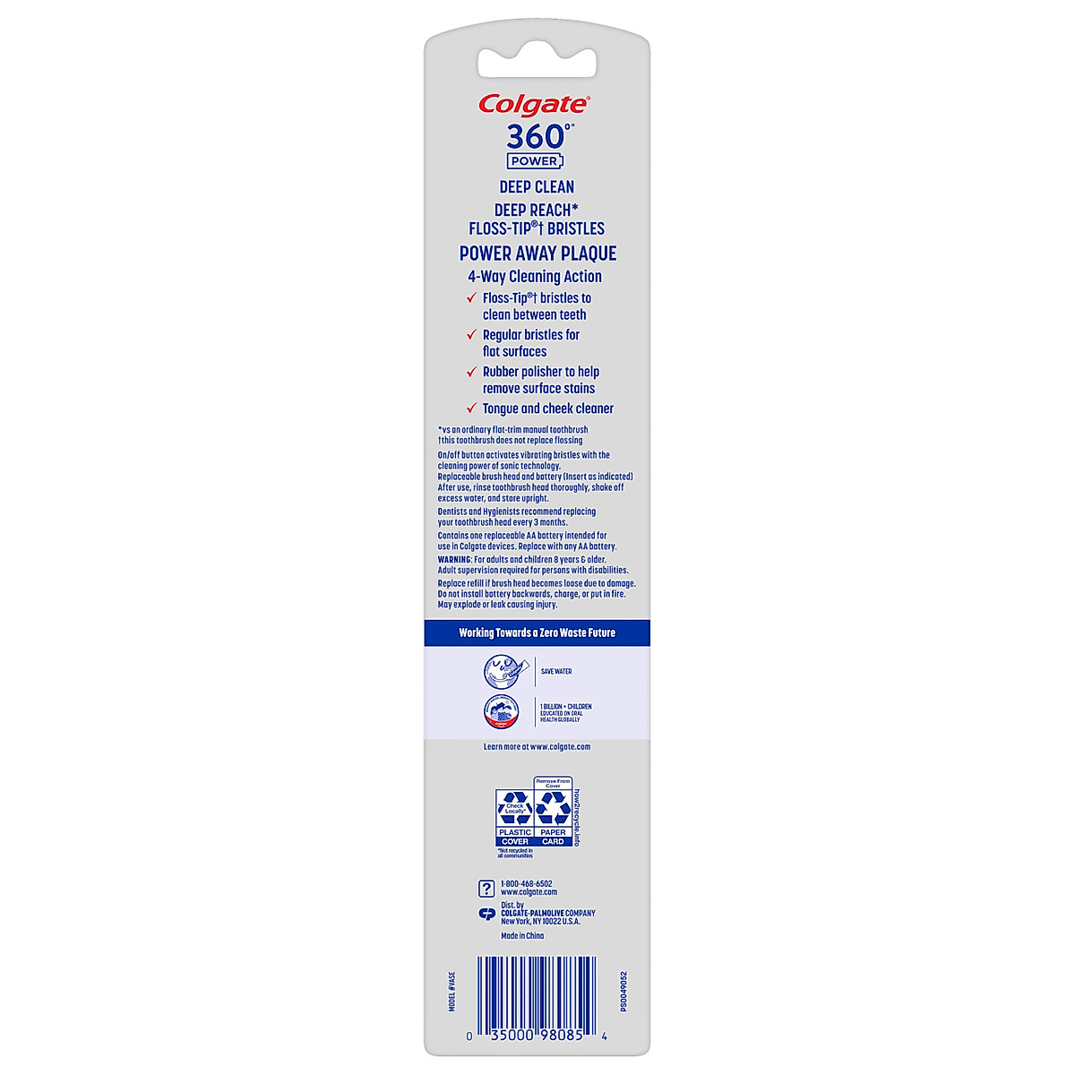 Colgate 360 Floss Tip Sonic Powered Battery Toothbrush