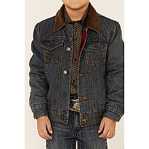 Wrangler Boys' Big Western Lined Jacket, Sherpa Rustic Blue, Large