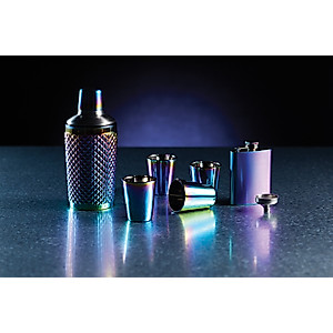 BarCraft BCSGRBOW4PC Metallic Rainbow Iridescent Shot Glasses, 50 ml (2 fl oz), Set of 4, 5 x 5 x 6 cm