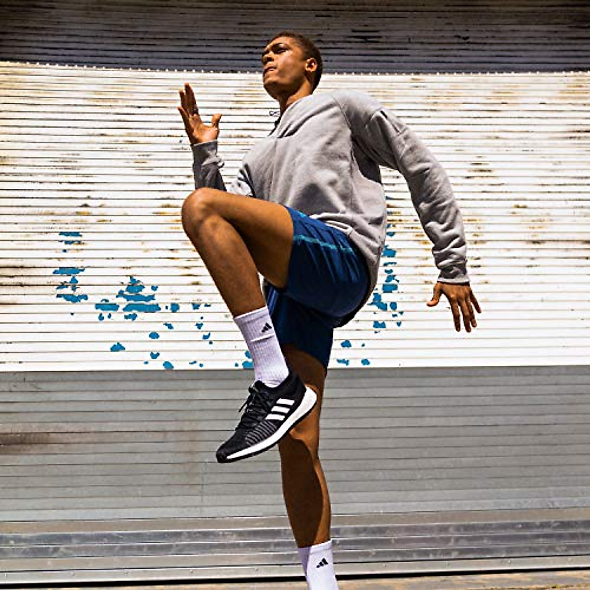 adidas Men's Performance Boxer Brief Underwear (3-Pack), Onix Grey/Black/Collegiate Royal Blue, Medium