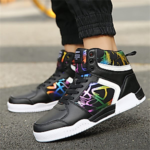 MG ZERVIX Unisex Fashion Sneakers High Top Skate Shoes Stylish Casual Hip Hop Shoes (Black, Adult, Men, Numeric_10, Numeric, us_Footwear_Size_System, Medium)