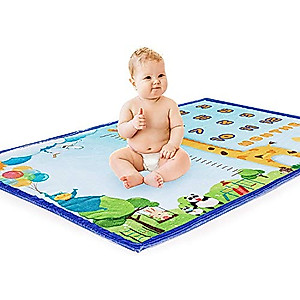 Baby Monthly Milestone Blanket - Large 60"x40" Memory Blanket w/Growth Tracker, Soft Fleece First Year for Girl, Boy, Monthly Nursery Swaddling Blankets for Newborn Beautiful Shower Gift