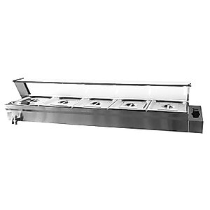 TECHTONGDA 5-Pan Bain-Marie Buffet Food Warmer Electric Steam Heater Stainless Steel Parties Catering Restaurants 1500W