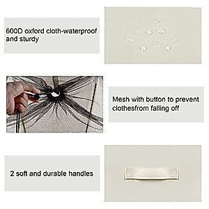 ARyee 22" Pro Rolling Laundry Basket, Large Laundry Hamper with Wheels, Foldable Dirty Clothes Hamper Mesh Cover Laundry Storage Cart with Handle, for Bedroom Bathroom Dorm Room (white)