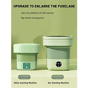 Boredbay Portable Washing Machine, 9L Large Capacity Small Washing Machine,Foldable Washing Machine with Spin-Dry Basket,Mini Washer (Green)