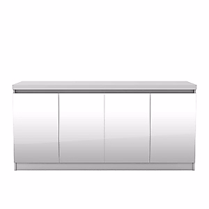 Manhattan Comfort Viennese Collection Mirrored Buffet Cabinet/Dining Console with Compartment Shelves, 62.99" Inches, White Gloss