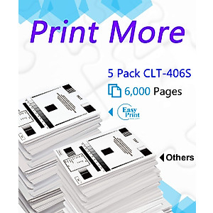 EASY PRINT (5-Pack) Compatible CLT406S Toner Cartridge Replacement for CLT-K406S C406S M406S Y406S Used for Samsung CLX-3305FW CLX-3307FW SL-C460FW SL-C463FW CLP-365W 367W, (2X BK, 1x C, 1x M, 1x Y)