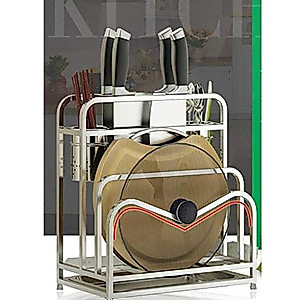 ZSQAI Kitchen Cutting Board Knife Stainless Steel Multilayer Rack Kitchen Storage Rack