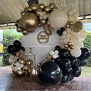 Black Gold White Sand Balloon Garland Arch Kit 133Pcs Gold Chrome Metallic Sand White Beige Boho Latex Balloons for Birthday Wedding 2023 New Year Party Decoration