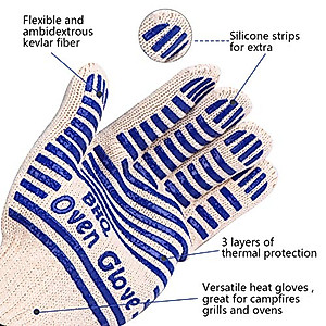 CZSYZCZS Extreme Heat Resistant Oven Gloves -Oven Mitt Hand Protection from Air Fryer Cooking Gloves for BBQ Grilling Baking Cutting Welding Smoker Fireplace Party Present Christmas Use (Blue)