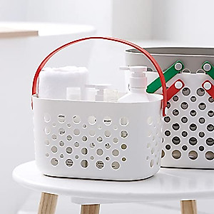 Portable Shower Caddy Basket with Handle Plastic Storage Tote Cleaning Supplies Organizer Bin for Bathroom Kitchen Dorm Room Bedroom, White