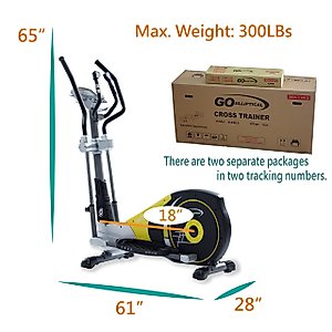 V-450X Standard Stride 18” Programmable Elliptical Exercise Cross Trainer with Adjustable Arms and Pedals and HRC Control Program for Cardio Fitness Strength Conditioning Workout (Yellow/Black, 450X)
