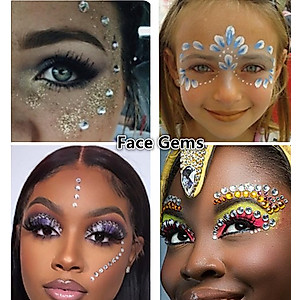 Go Ho 423 Pieces Self Adhesive Face/Hair Gems Rhinestones,Eye Gems Diamonds Crystals Hair Jewels Stick on,Face Jewels Singer Concerts Festival Rave Accessories,Nails Rhinestones