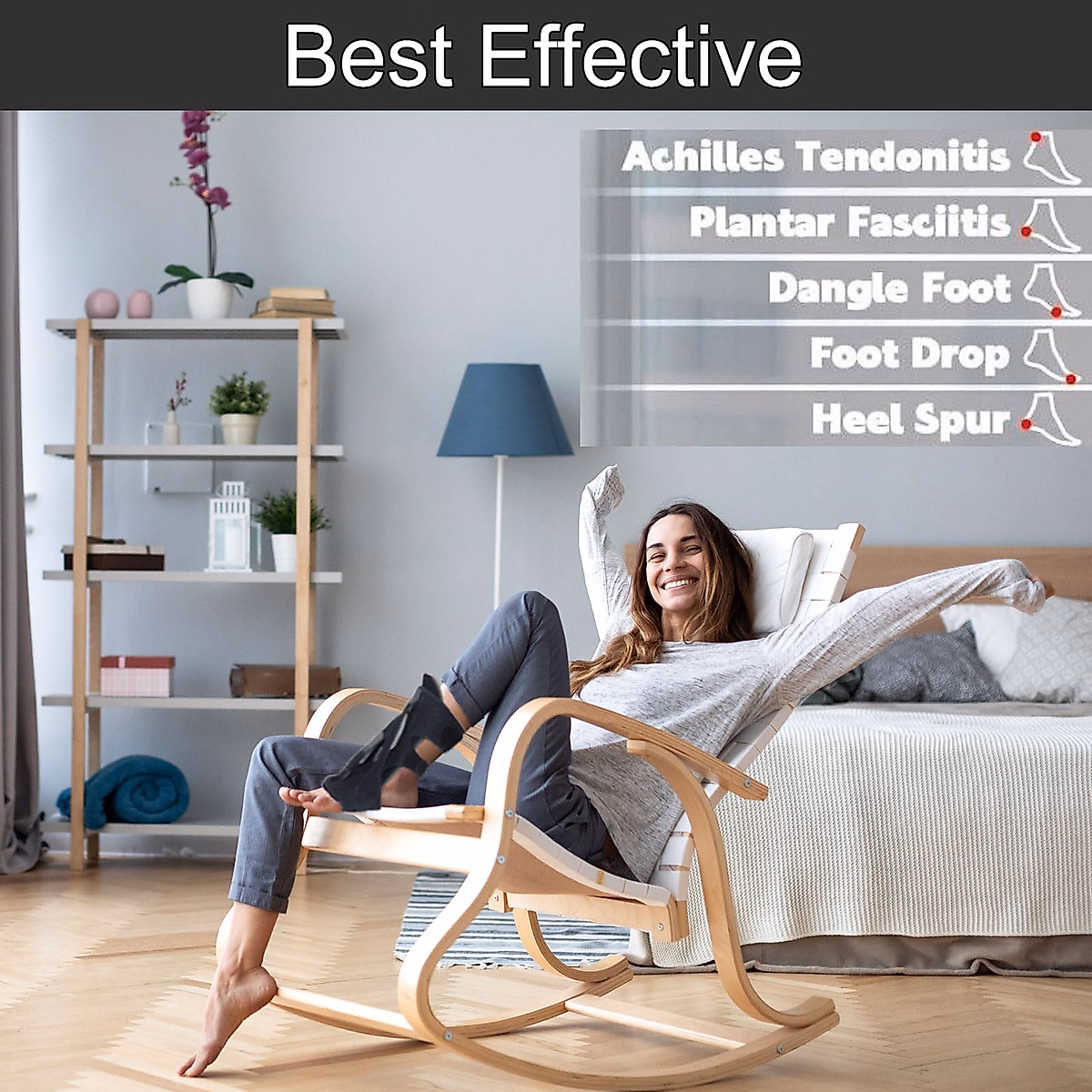 MIYALIONE Upgrade Plantar Fasciitis Night Splint 2 Pack 3 Adjustable Straps Plantar Fasciitis Relief Brace for Women&Men Relief Brace for Plantar Fasciitis Achilles Tendonitis and Foot Drop (Black)