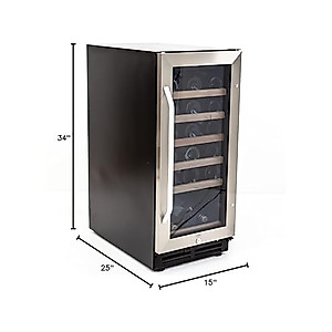 Avanti WC3015S3S Wine Cooler Freestanding Holds Up to 30 Bottles, Stainless Steel Construction, Black