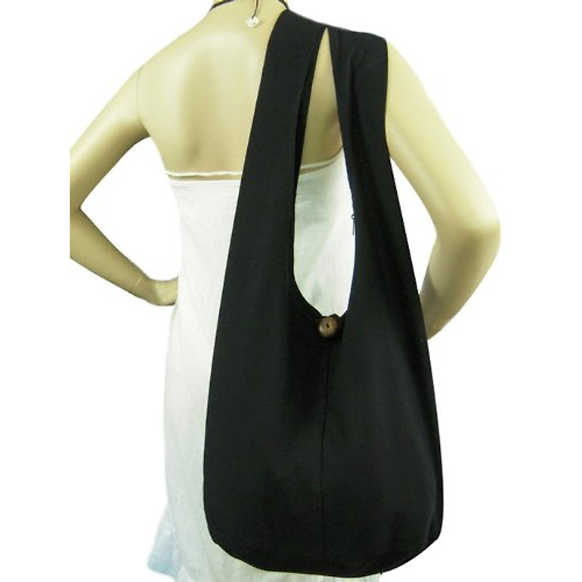 BenThai Products BTP! Thai Monk Buddha Cotton Sling Crossbody Messenger Bag Shlouder Purse Hippie Hobo Medium M2 (Black M2), Large